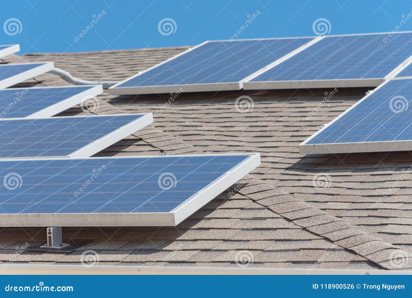 Solar Panel Installation on Asphalt Shingles Rooftop Stock Photo ...