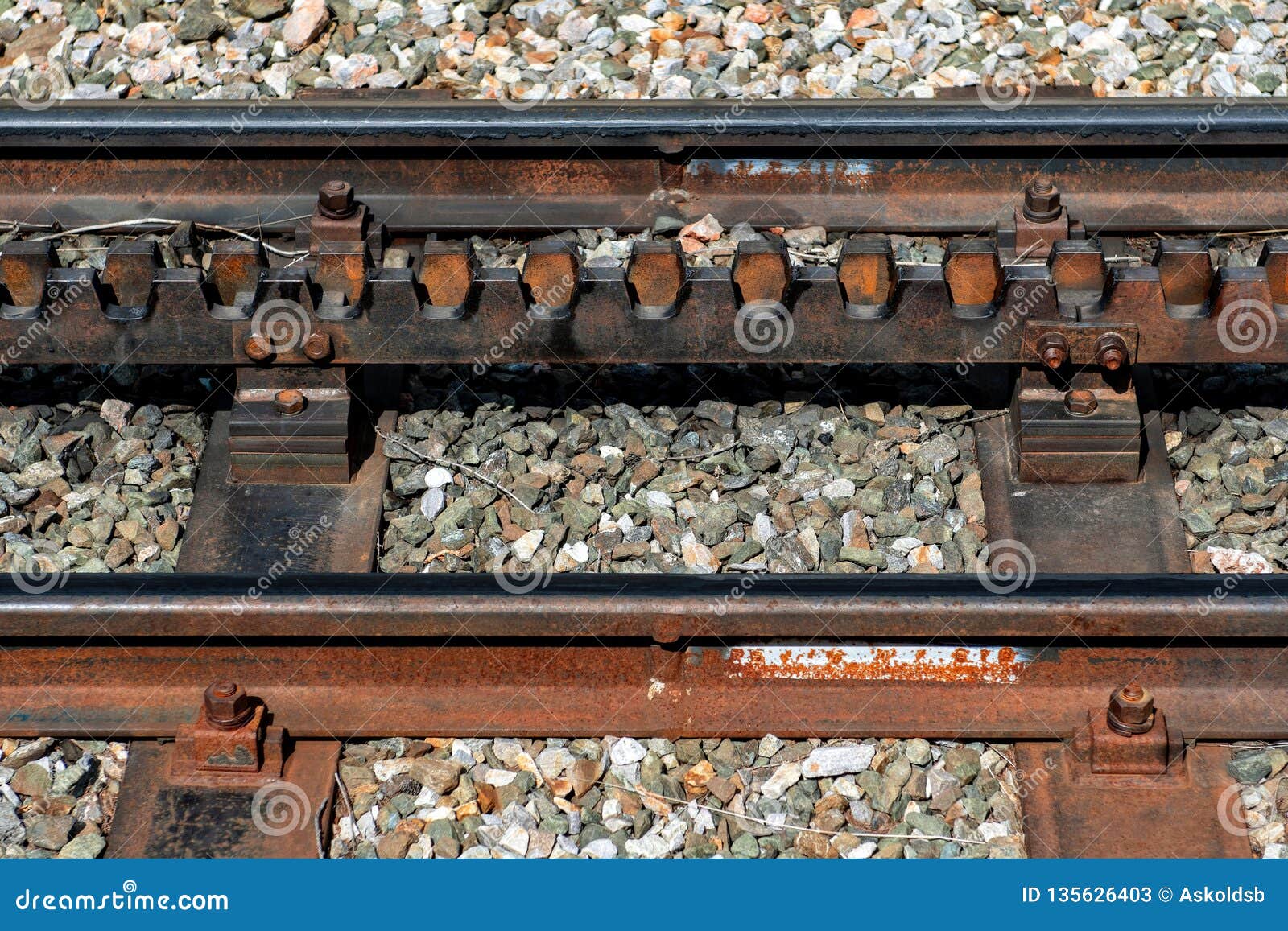 Close-up of a Railroad Track with a Rack Stock Image - Image of ...