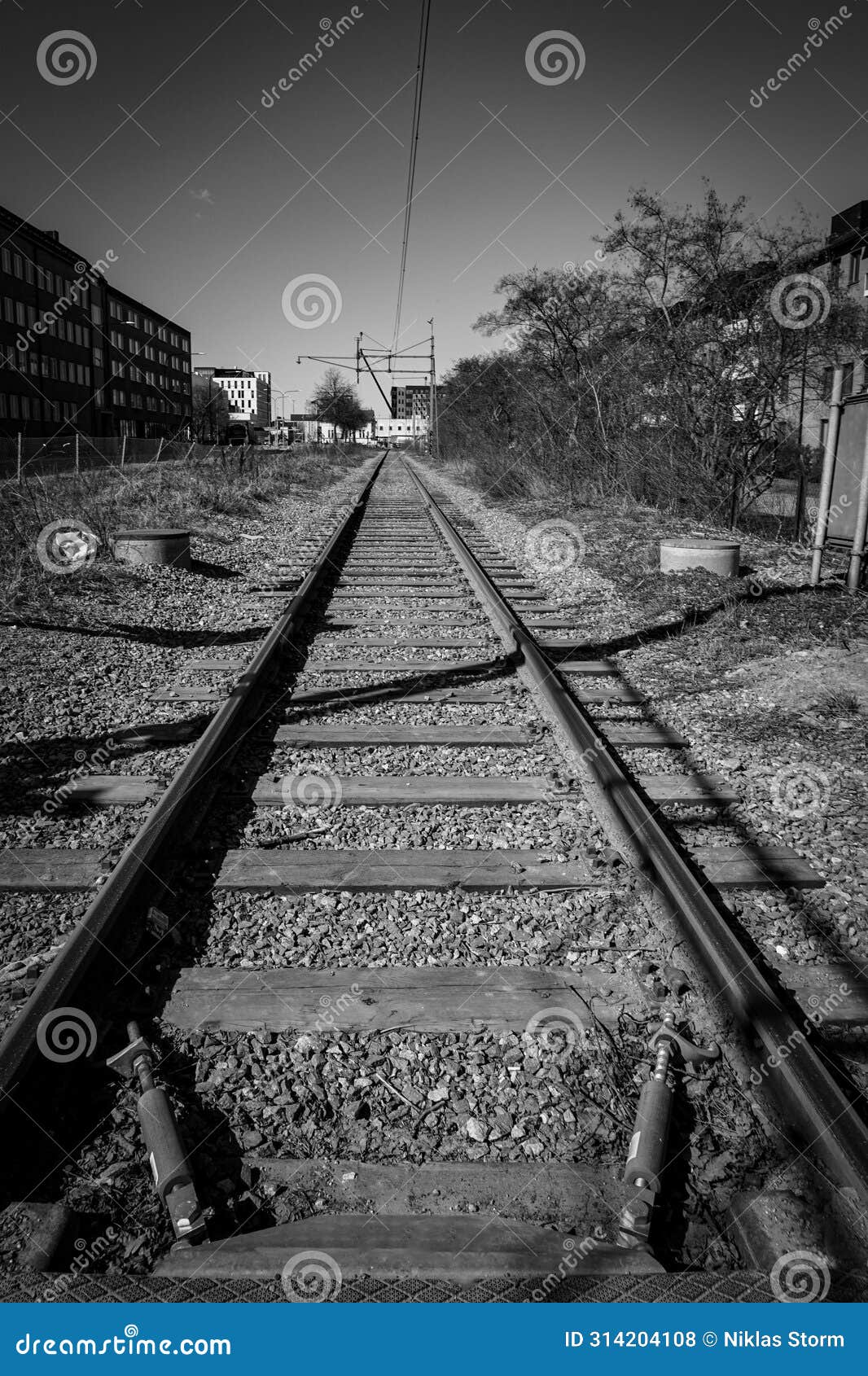 Close Up of a Railway in Black and White Stock Photo - Image of rolling ...