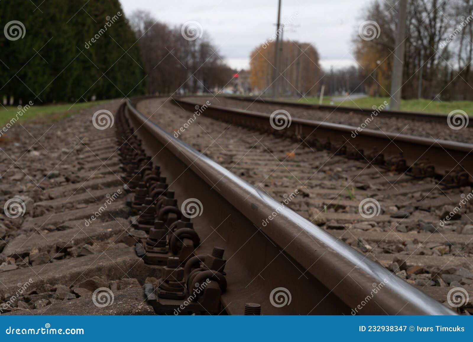 Close-up of a Railway Curve, City View in the Background Stock Image ...