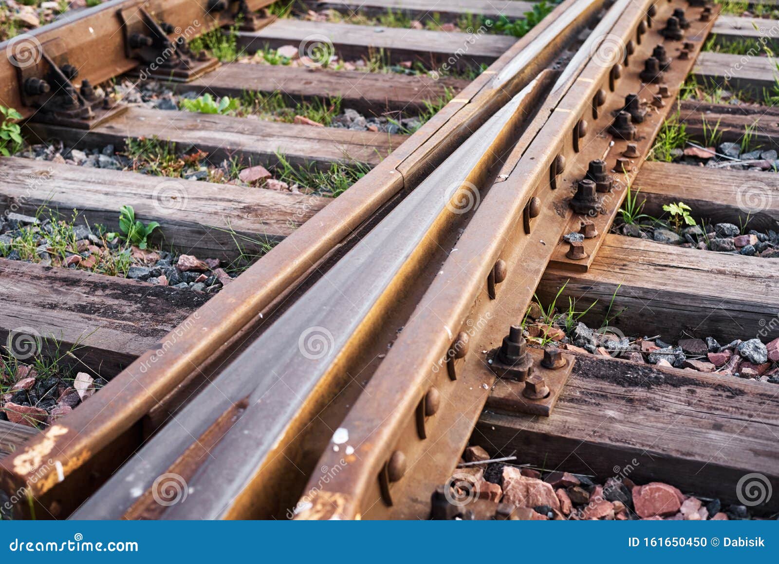 Close Up Railway Track. Part of the Railroad Stock Photo - Image of ...