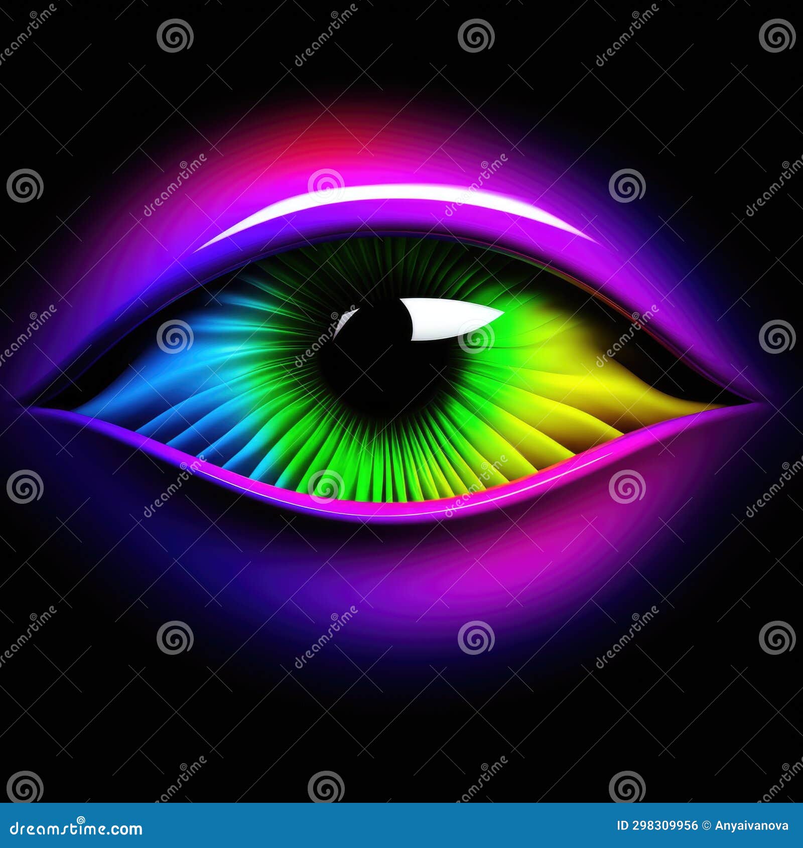 A Close Up of a Rainbow Colored Eye Stock Illustration - Illustration ...