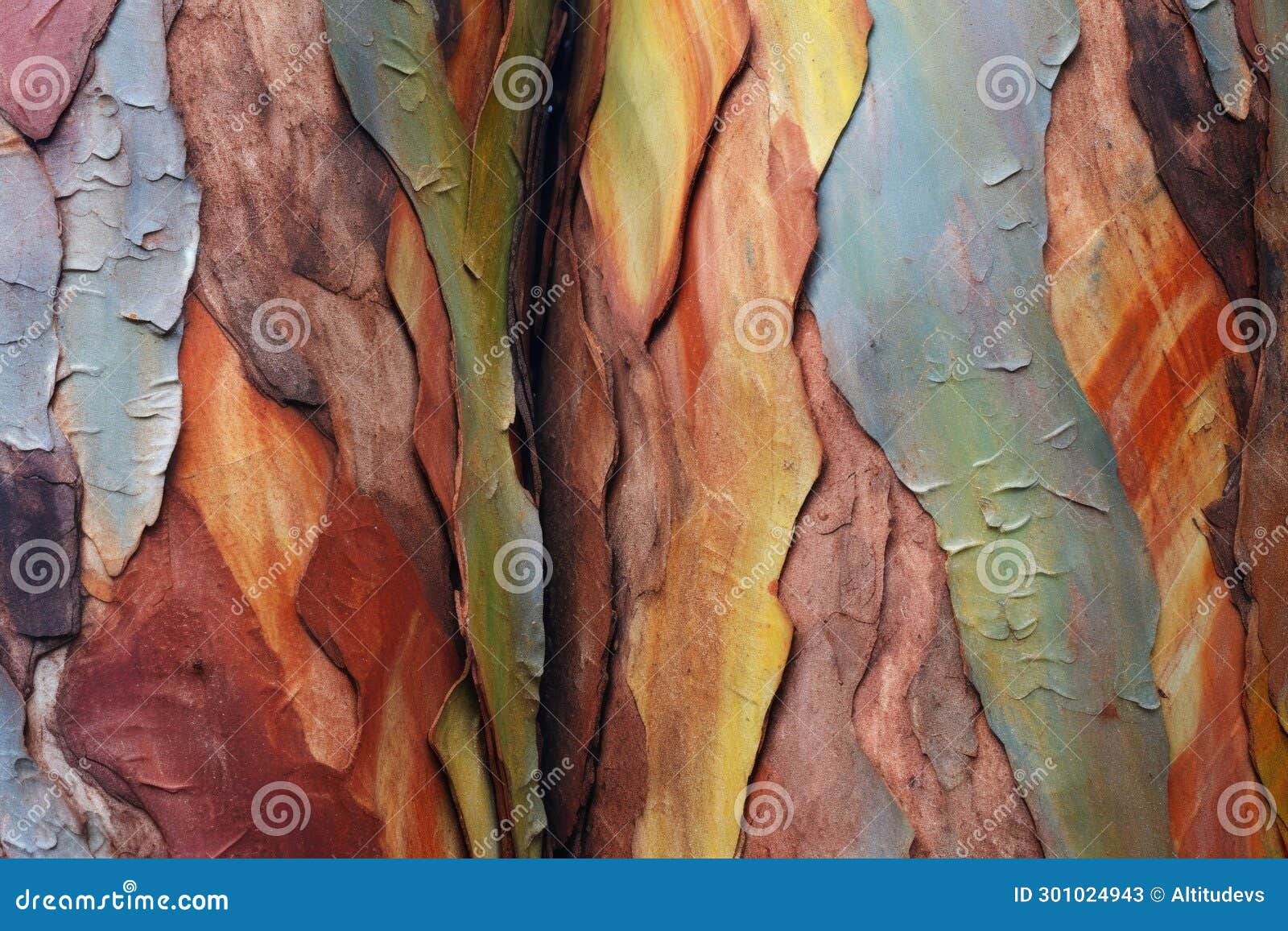 Close Up of a Rainbow Eucalyptus Tree Trunk Showing Texture and Color ...