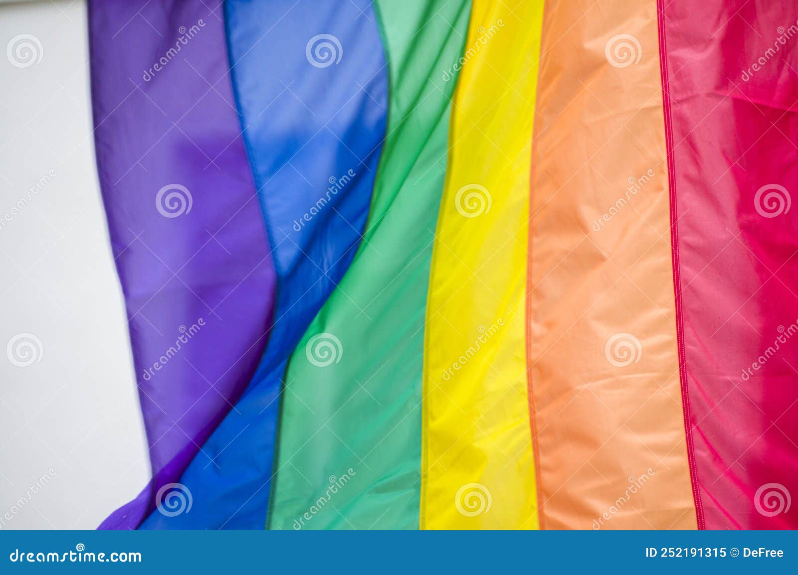 Close Up Rainbow Gay Pride Flag Outside On A Street Symbol Of The