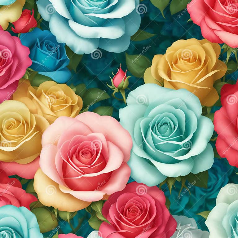 5. a Close-up of a Rainbow Roses Patterns Background with White Flowers ...