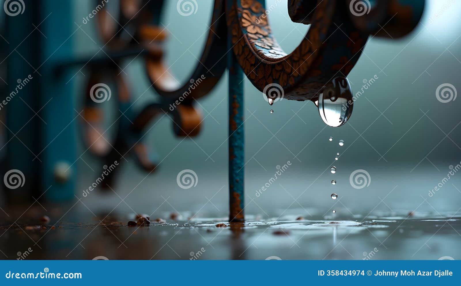A Raindrop Falling from an Old Iron Gate Stock Illustration ...
