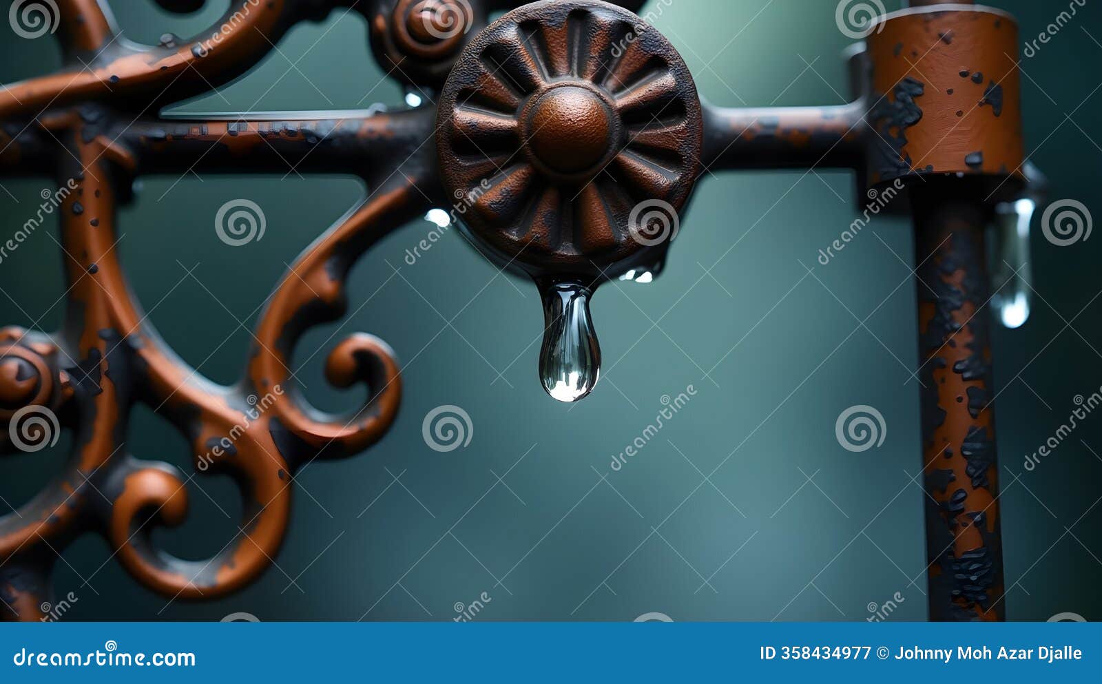 A Raindrop Falling from an Old Iron Gate Stock Illustration ...