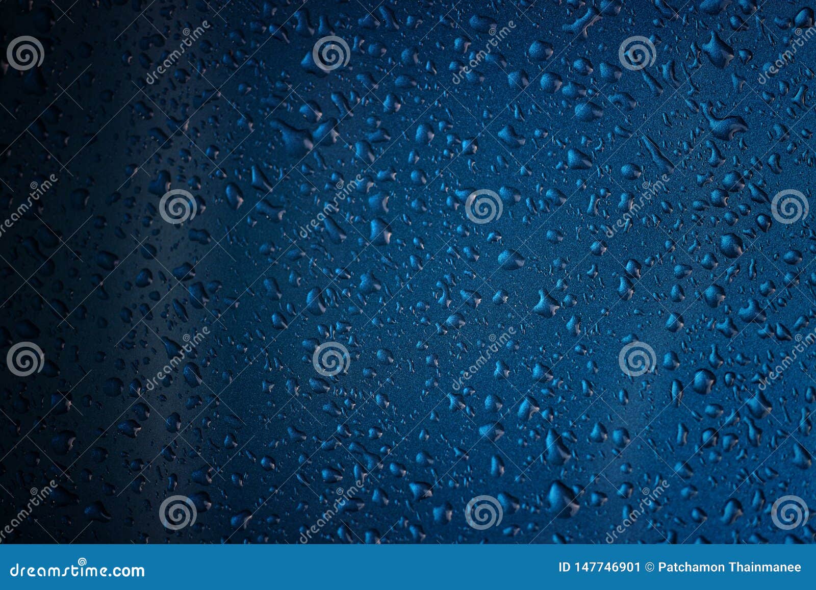 Close-up, Raindrops, Dark Blue Background, Abstract, Background ...