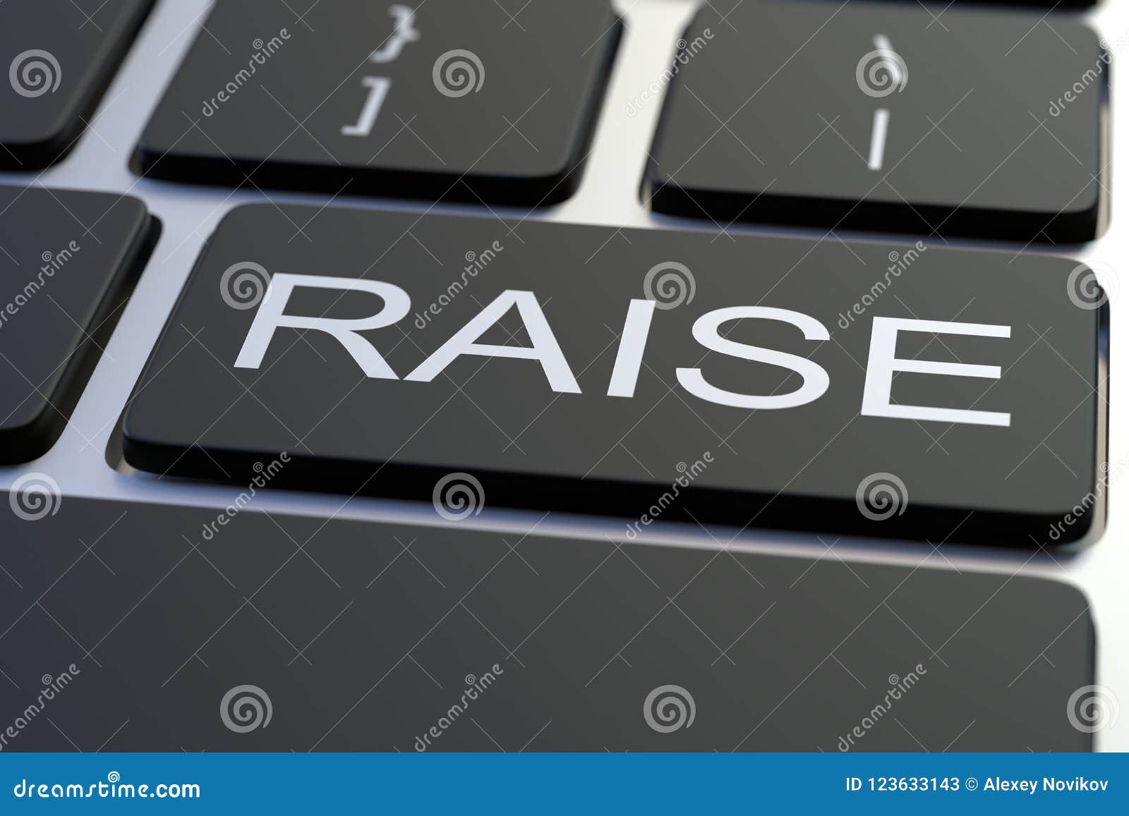 Close-up of RAISE Key on the Keyboard. 3D Rendering Stock Image - Image ...
