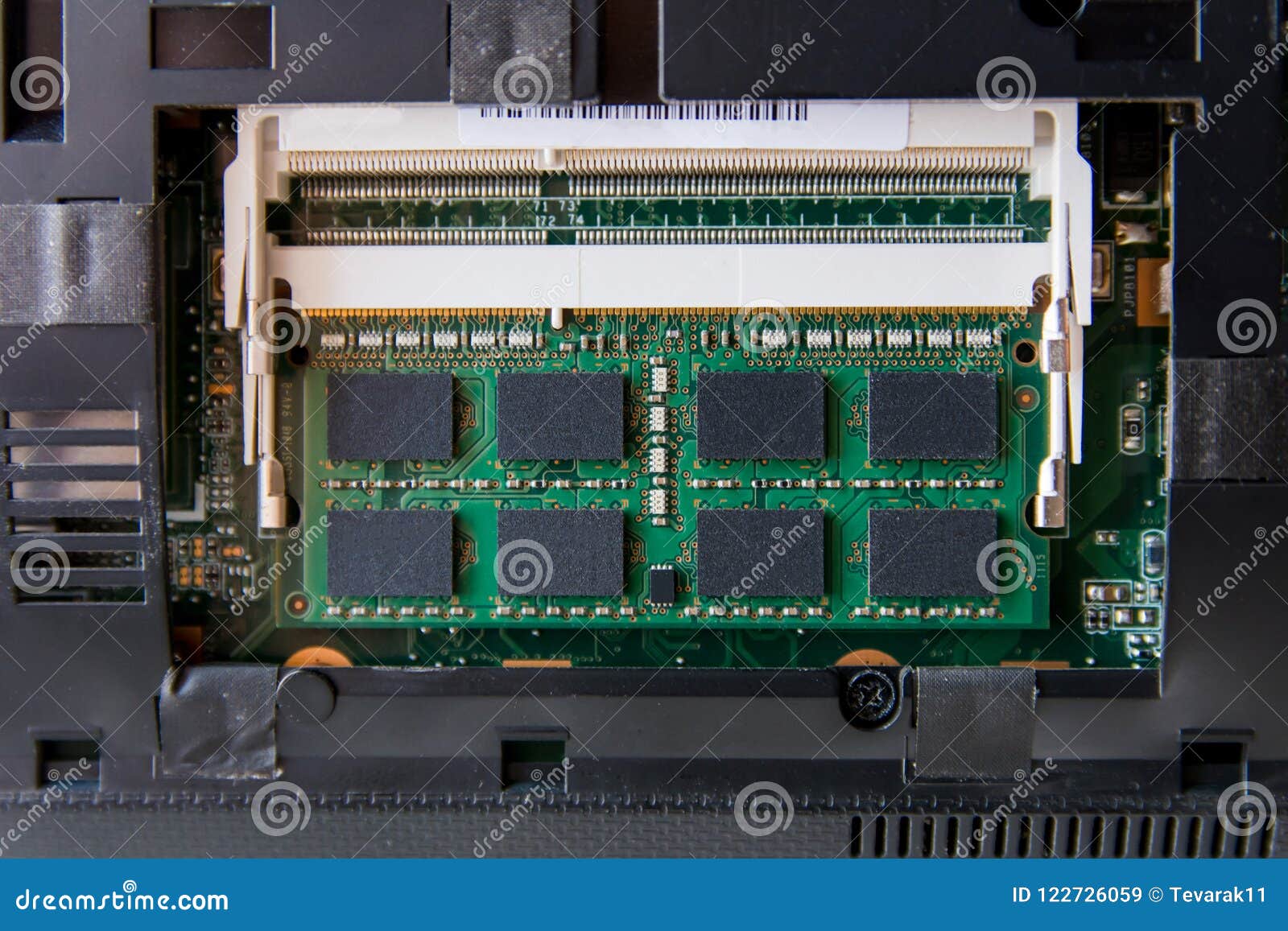 Close Up RAM Stick on Socket Laptop Stock Image - Image of macro ...