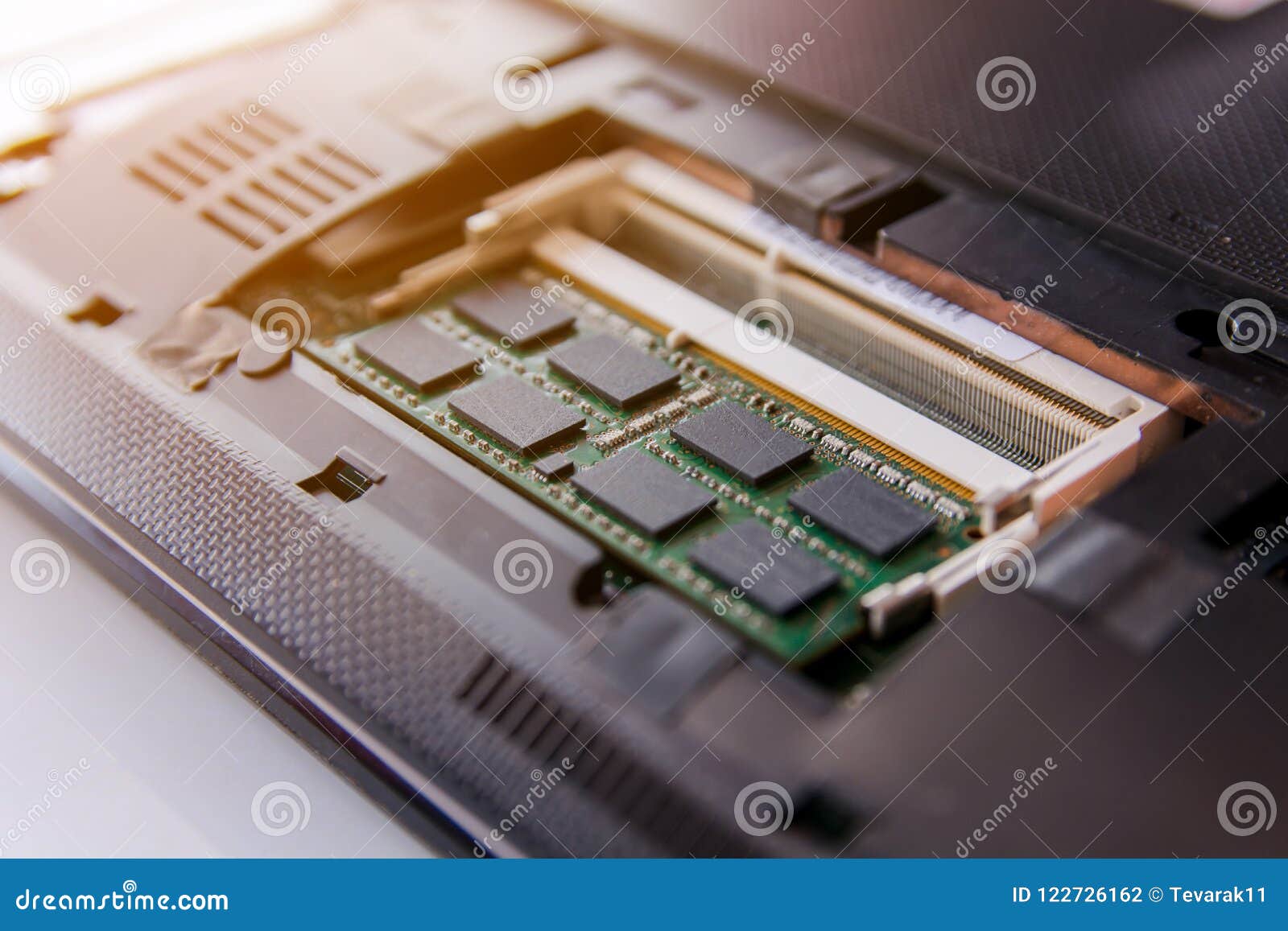 Close Up RAM Stick on Socket Laptop Stock Photo - Image of power ...