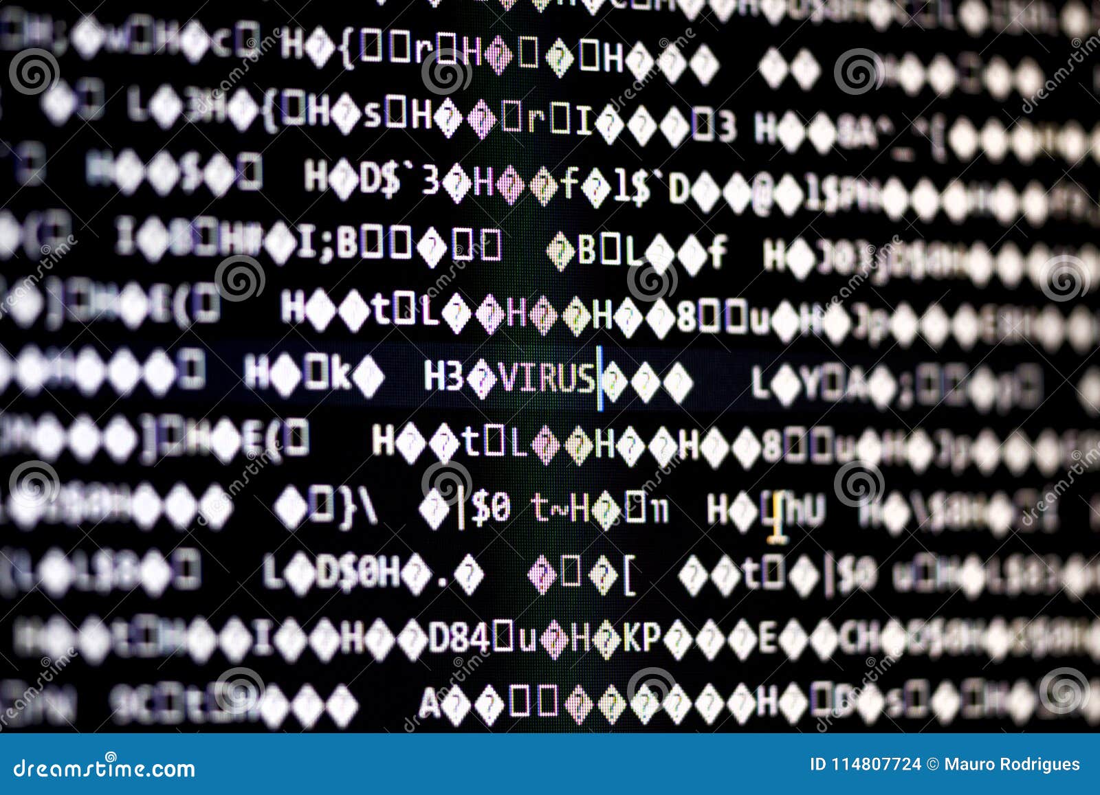 Random Computer Code with Word Virus Stock Photo - Image of center ...
