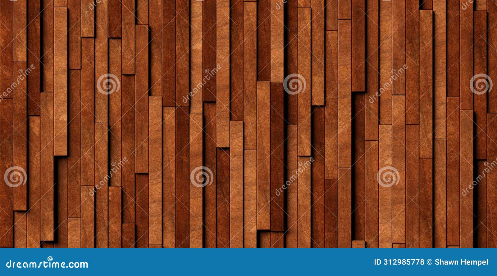 Close Up of Randomly Shifted Offset Vertical Wooden Long Thin Rectangle ...