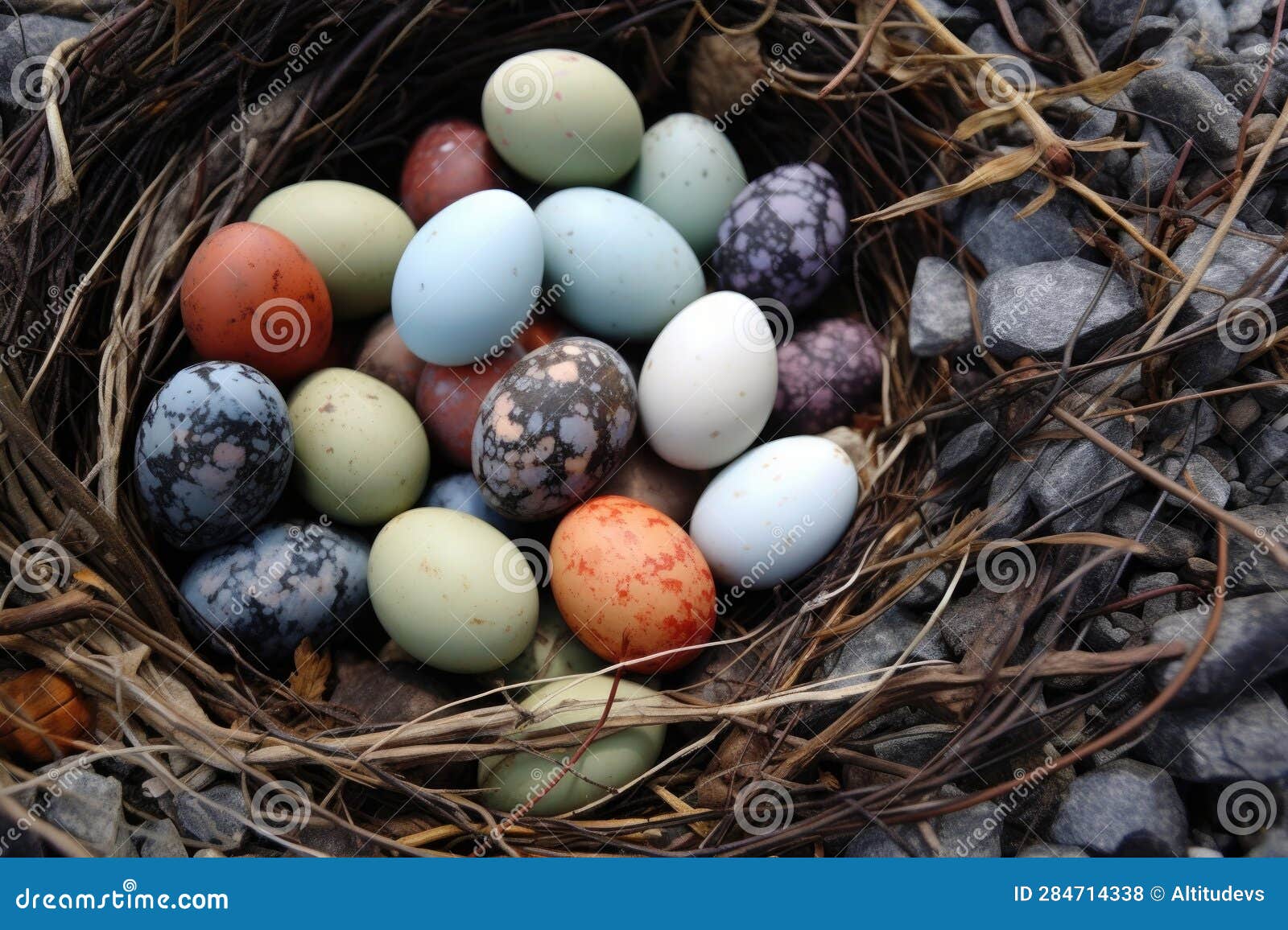 Close-up of Rare Bird Eggs in a Unique Nesting Area Stock Illustration ...