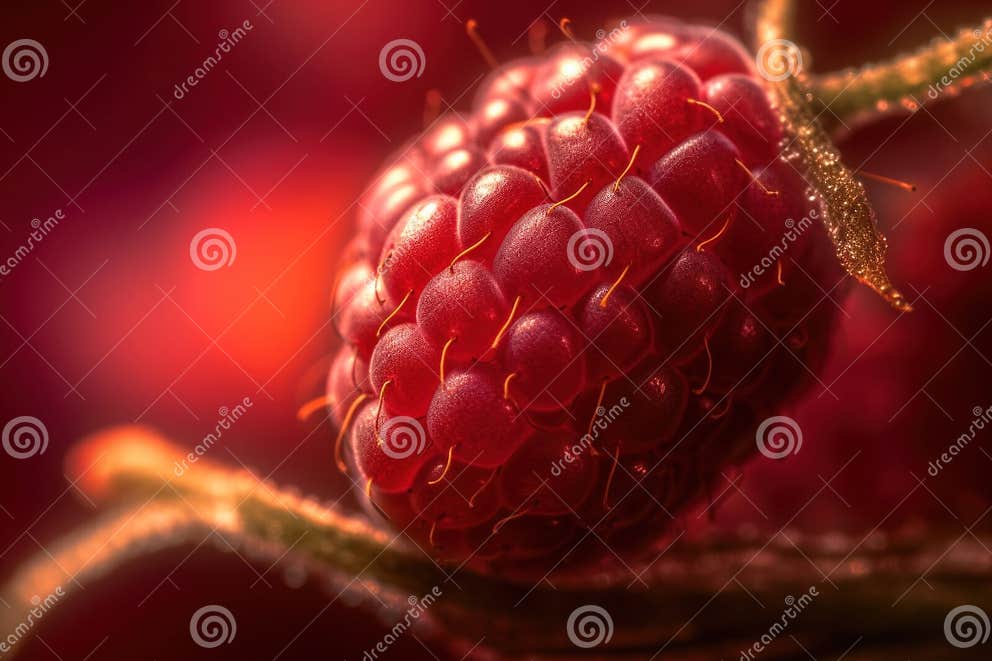 A Close Up of a Raspberry on a Stem. Generative AI Image. Stock ...