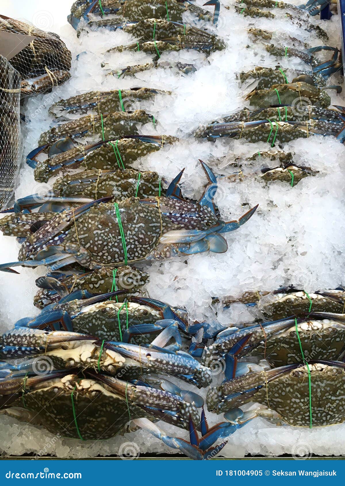 Close Up Raw Blue Crab on Ice Stock Image - Image of supermarket ...