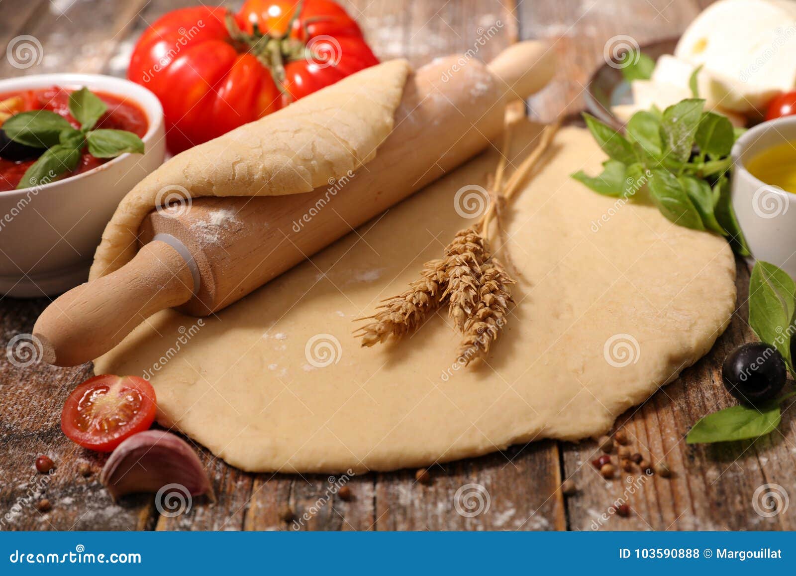 Raw dough pizza stock photo. Image of italian, cook - 103590888