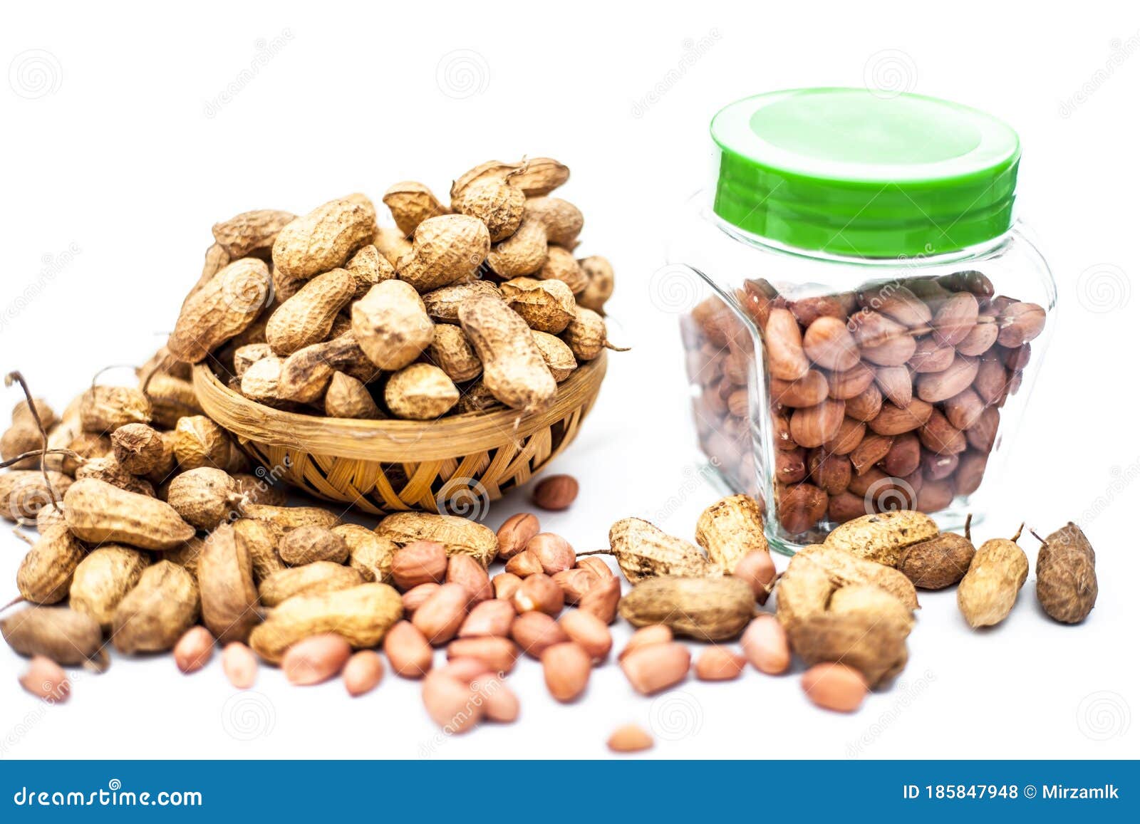 Close Up of Raw Peanuts or Groundnut Isolated on White with Some Peeled ...