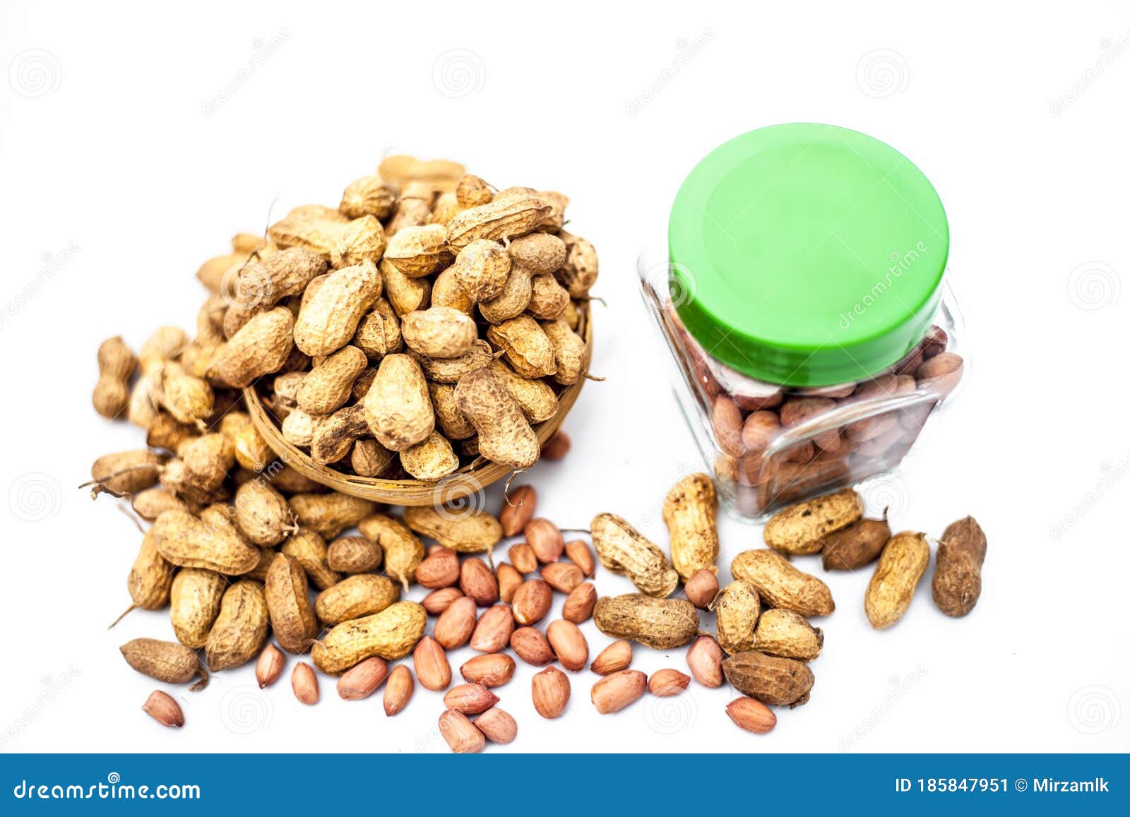 Close Up of Raw Peanuts or Groundnut Isolated on White with Some Peeled ...