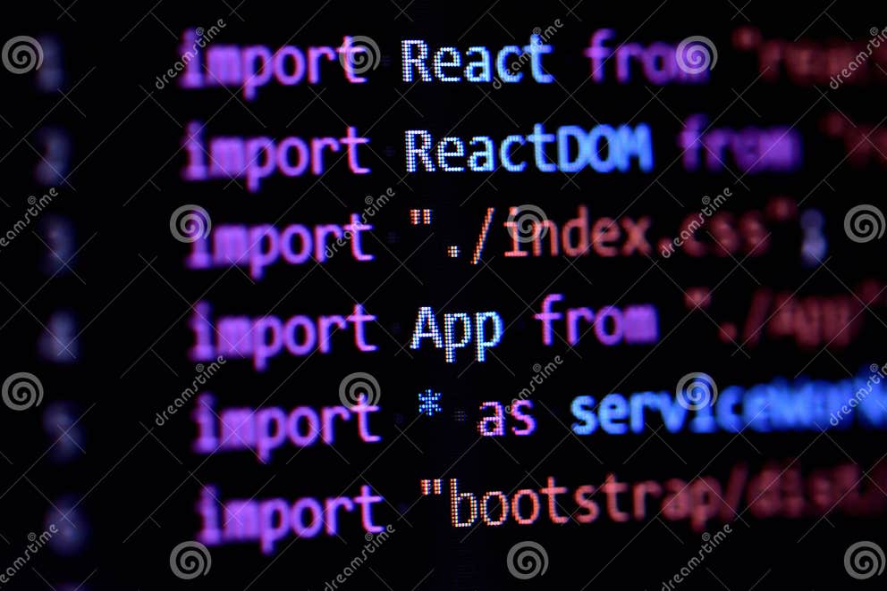 Close-up of React, Javascript Programming Source Code Stock Image - Image of cascade, style ...