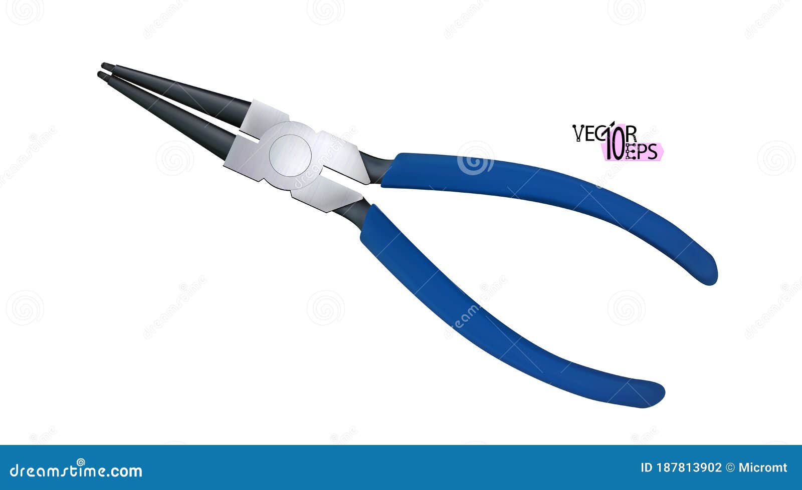 Close Up Realistic Puller Snap Ring Plier with Rubber, Blue Plastic ...