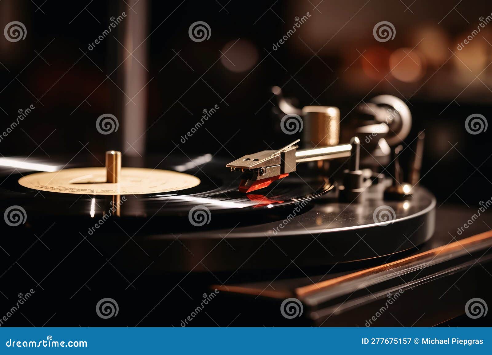 Close Up of a Record Player with a Tonearm on a Vinyl Record Created ...