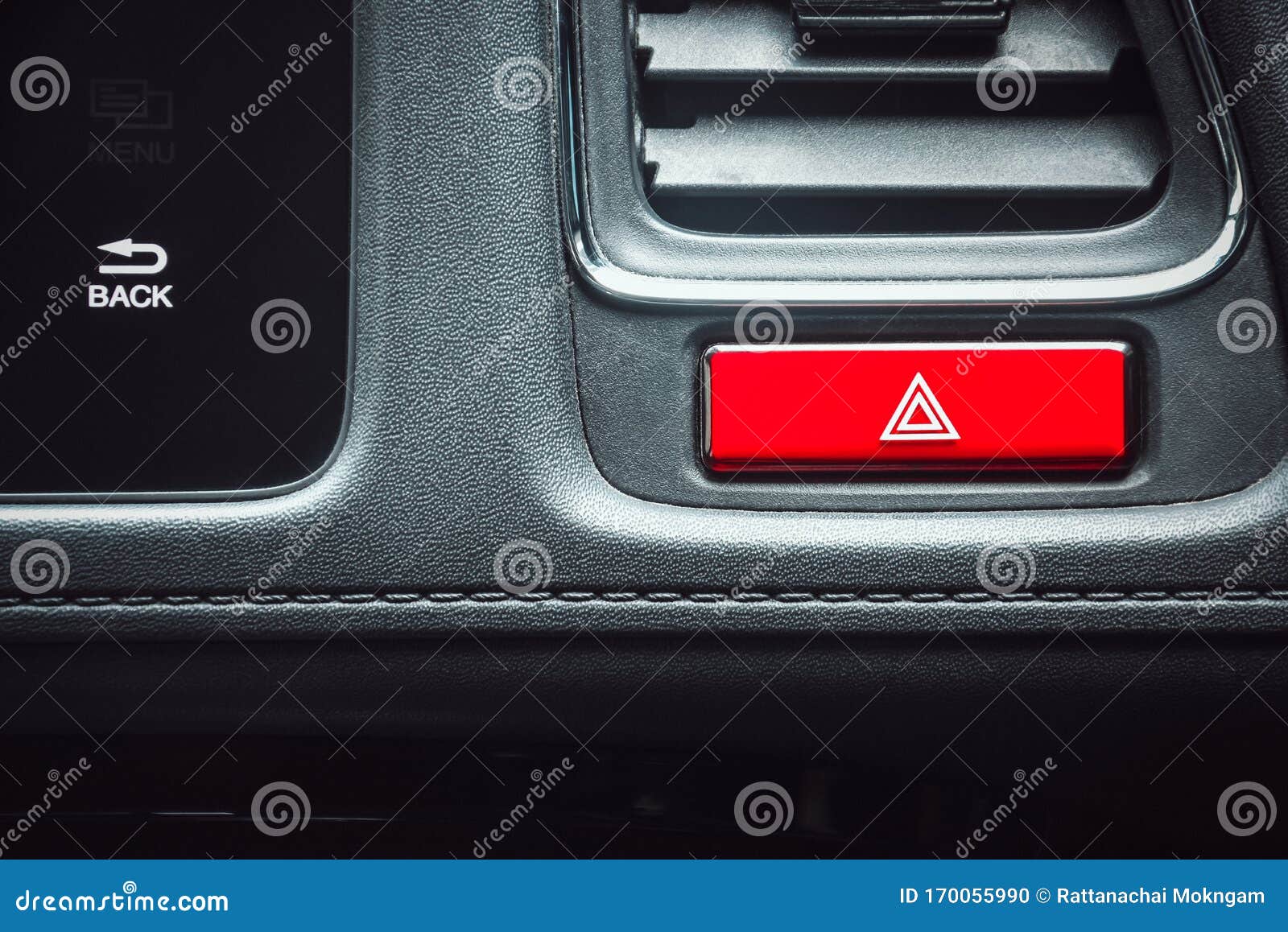 Close Up of Rectangle Shape Red Color Car Emergency Button on the ...