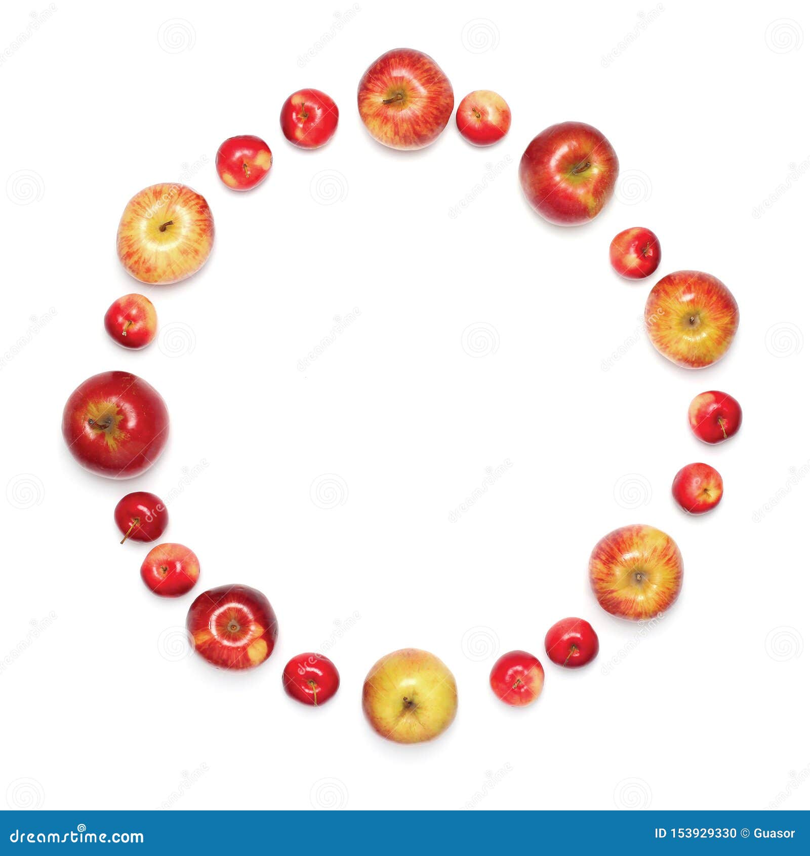 Close-up Red Apples in the Shape of Circle Isolated on White Stock ...