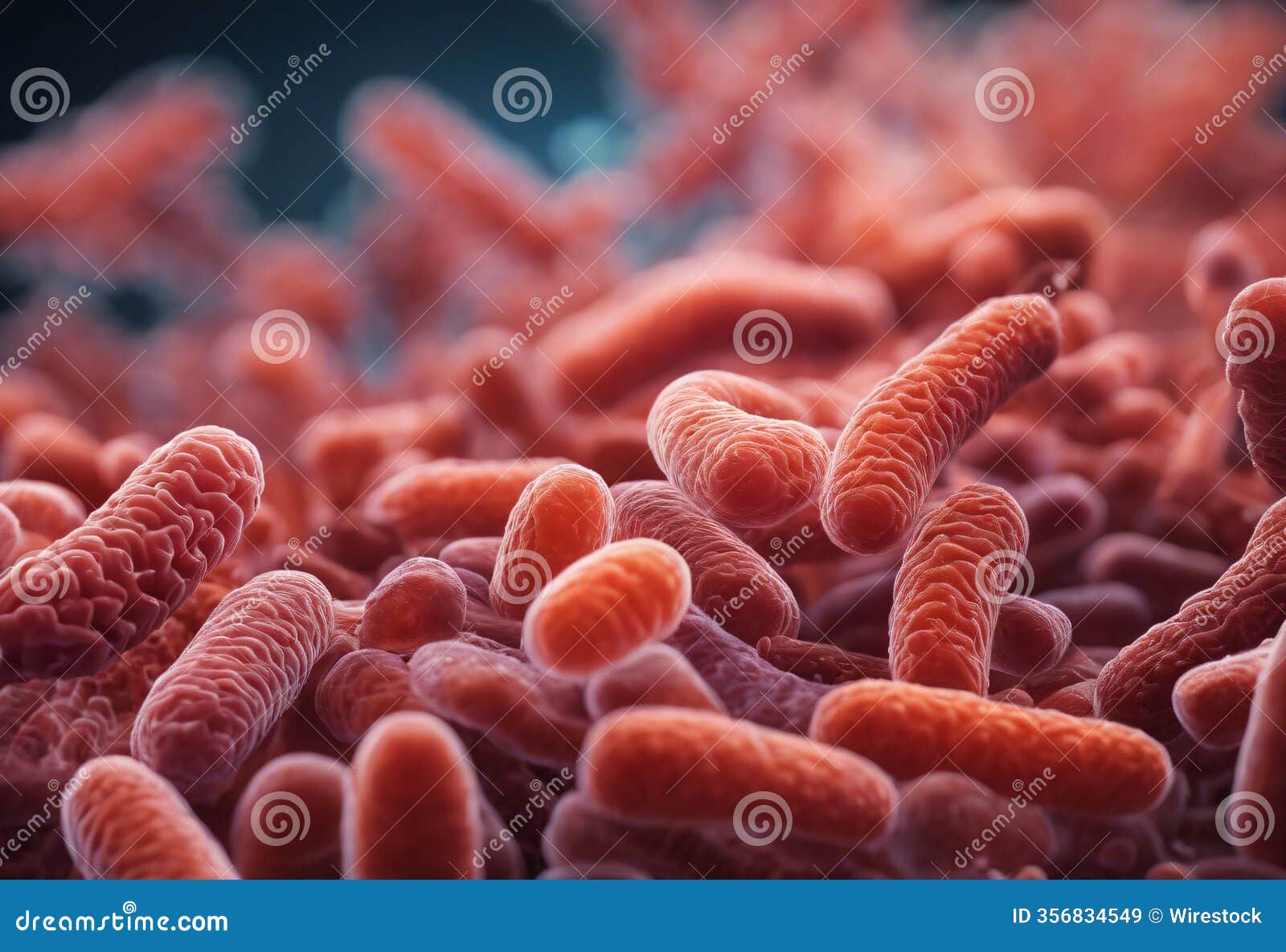 Close-up of Red Bacteria Under Microscope Stock Illustration ...