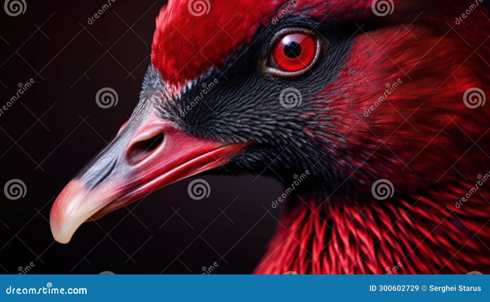 A Close Up of a Red Bird with Bright Eyes and Feathers, AI Stock Image ...
