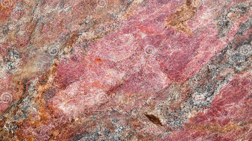 Close-up of a Red and Black Granite Stone Surface Stock Illustration ...