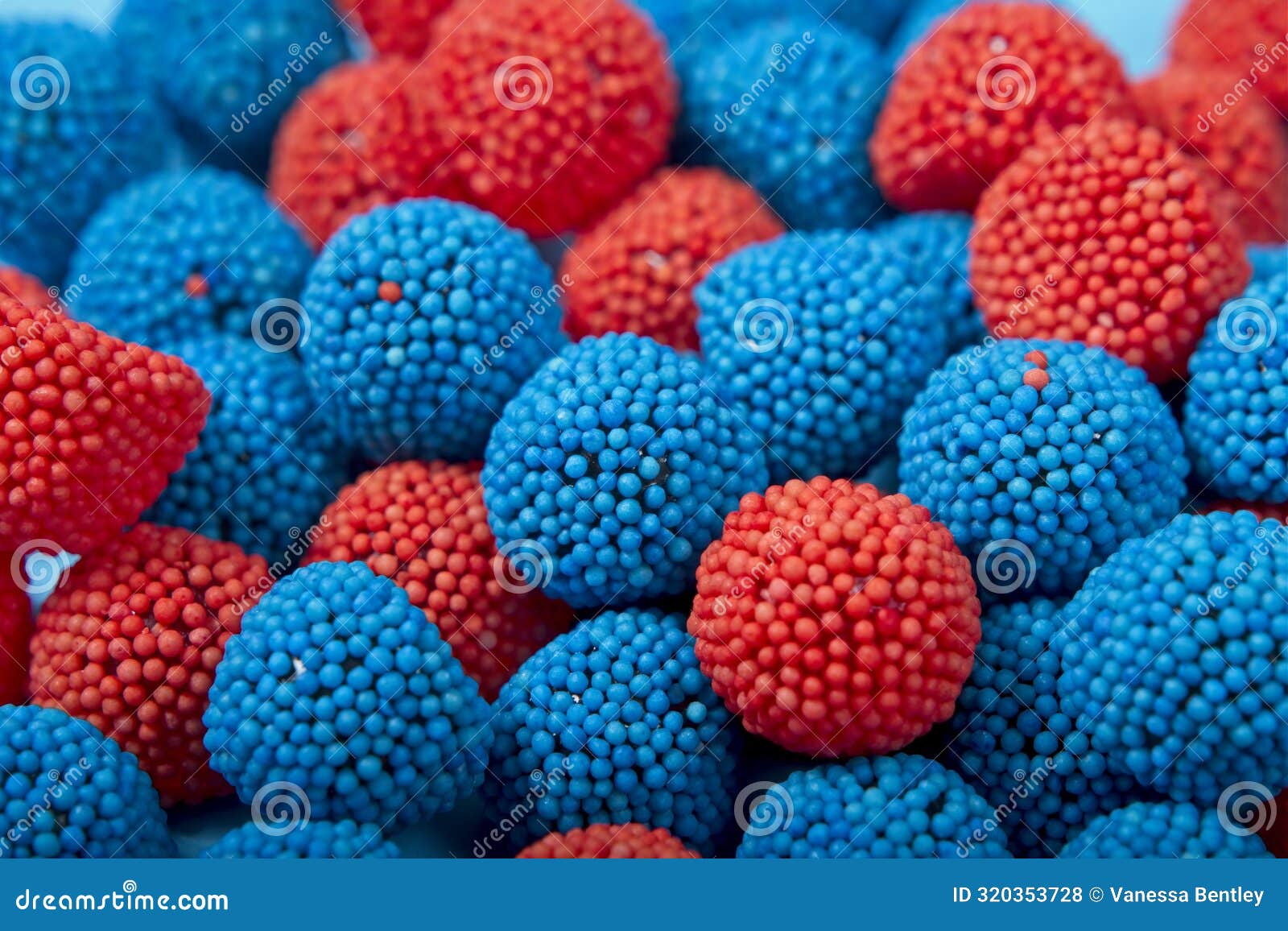 Close-up of Red and Blue Berry Flavored Soft Jelly Candy Stock Photo ...