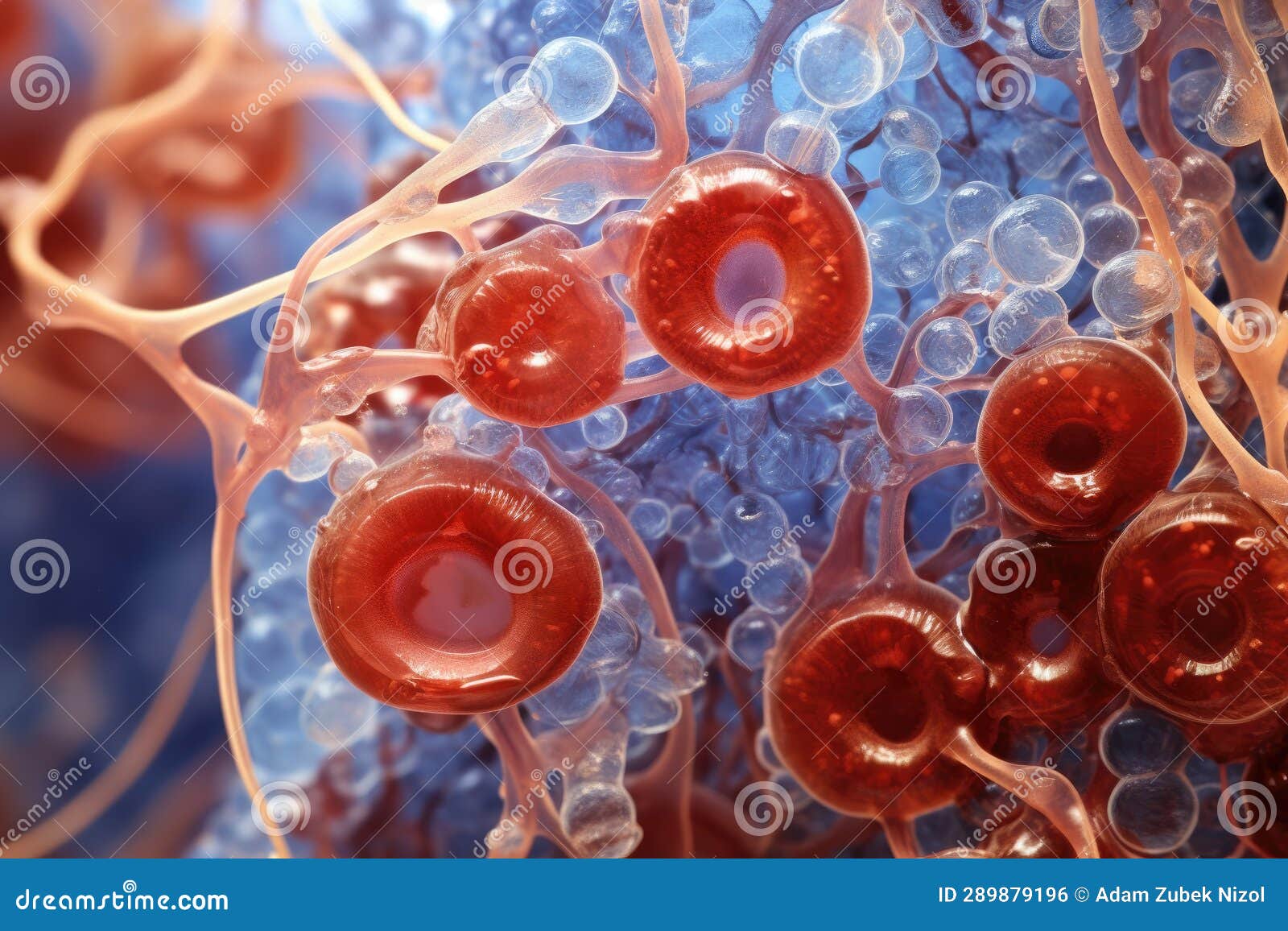 A Close Up of Red and Blue Cells Stock Illustration - Illustration of ...