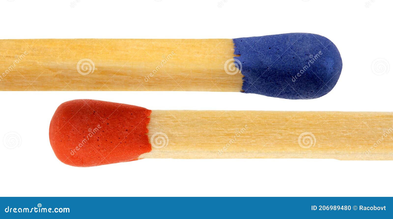 Close-up Red and Blue Matches on a White Background. Full Depth of ...