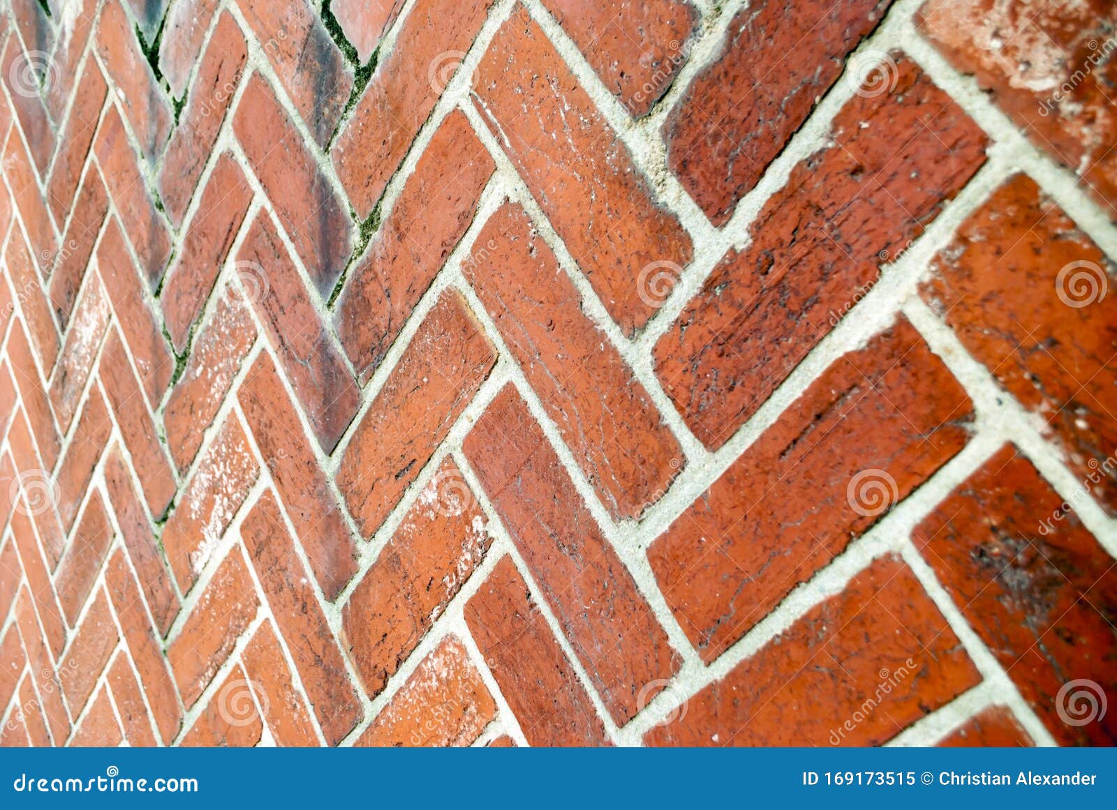 Diagonal Herringbone Red Brick Wall Pattern Stock Image - Image of ...