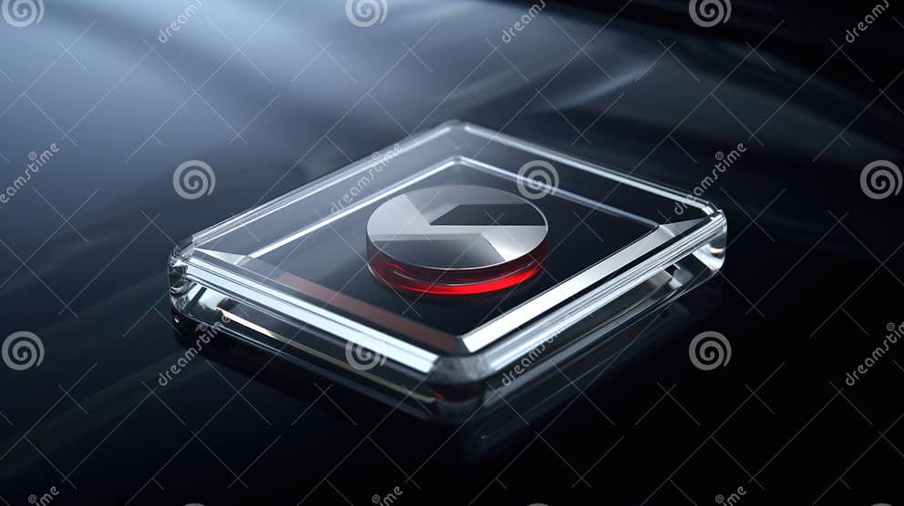 Close Up of a Red Button on a Black Surface. Perfect for Technology or ...