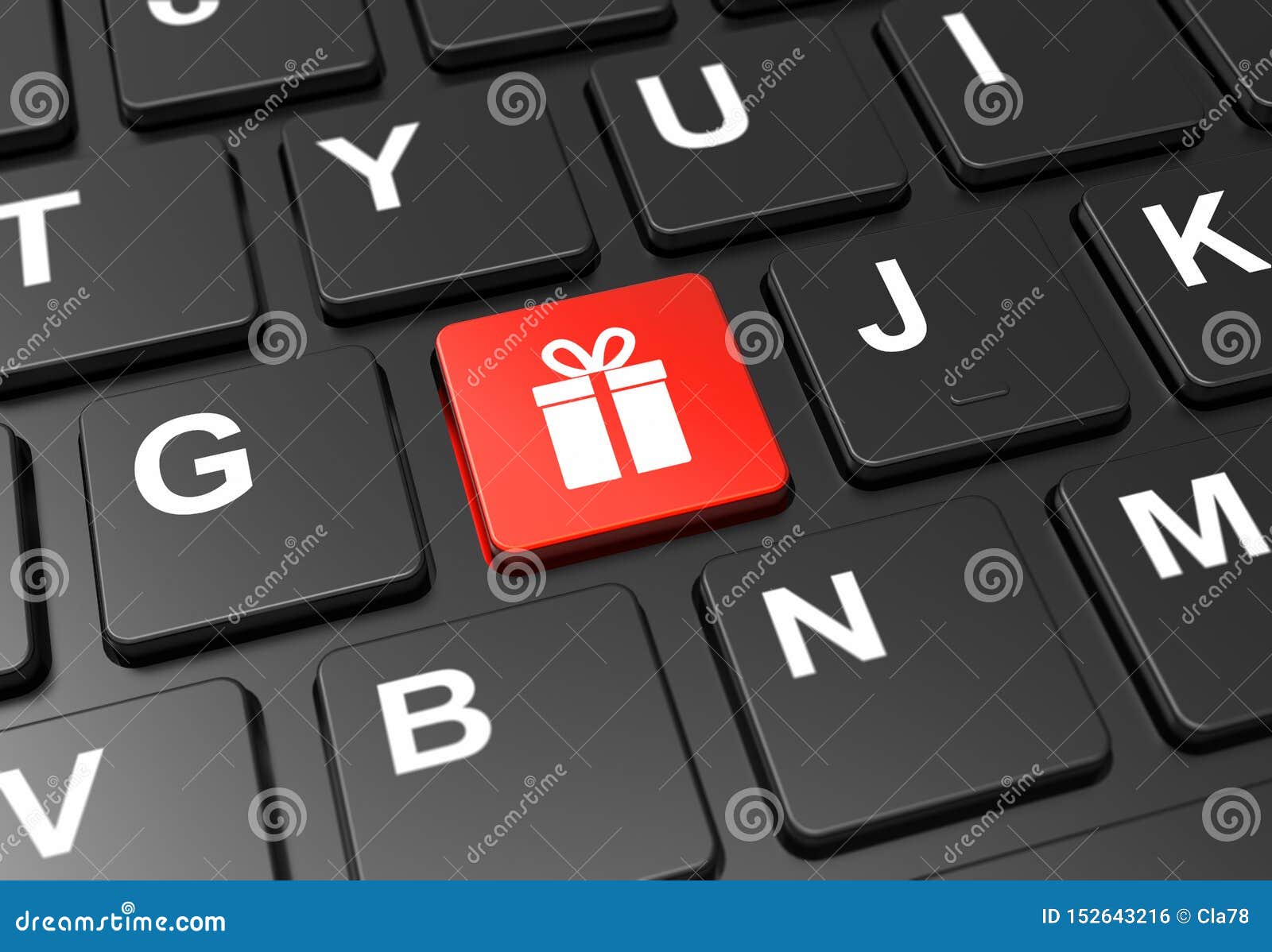 Close Up Red Button with Gift Sign on Black Keyboard Stock Illustration ...