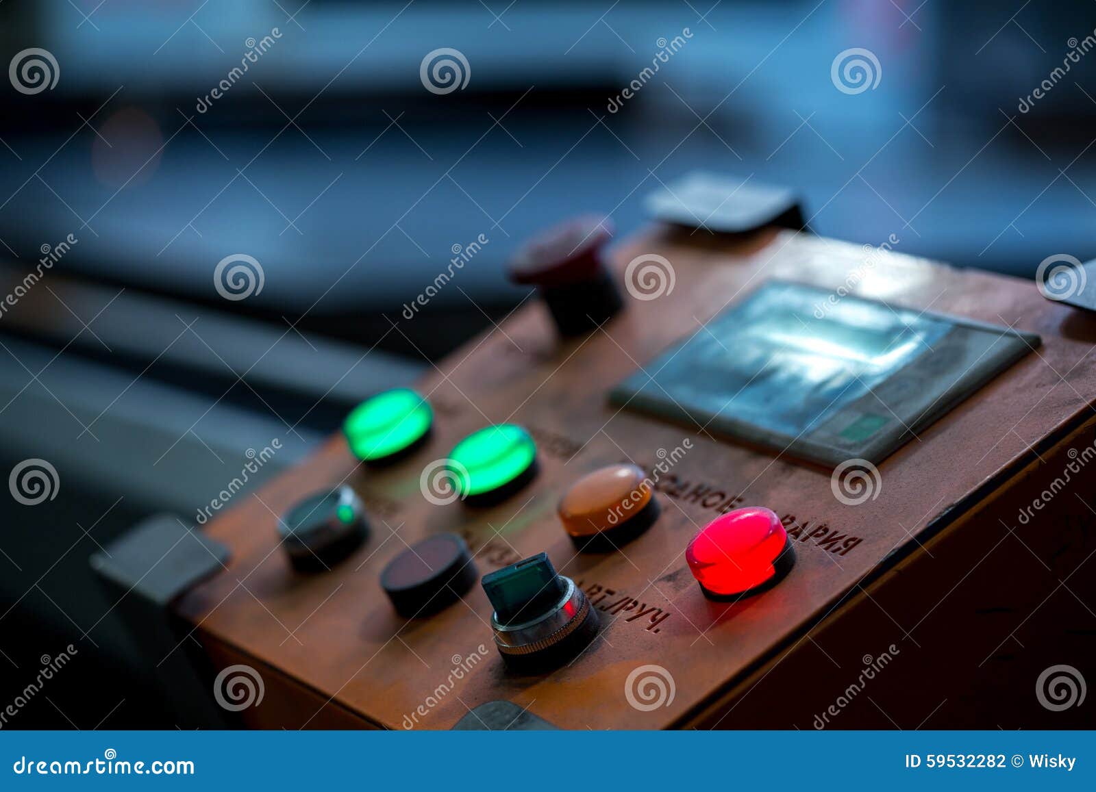 Close-up of Red Button Lit on Control Panel Stock Photo - Image of ...