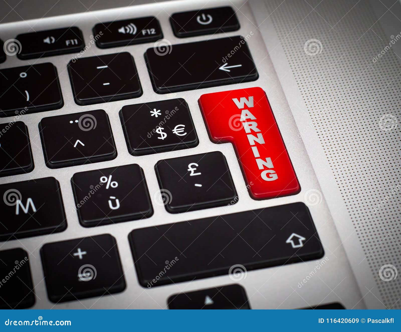 Red Button with Warning Word on the Keyboard Close-up. Stock Image ...