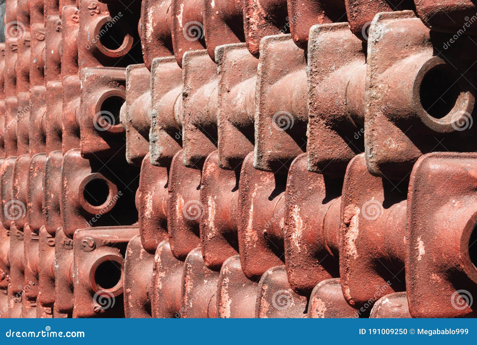 Close-up Red Cast Iron Radiators. Heating System Elements Stock Photo ...