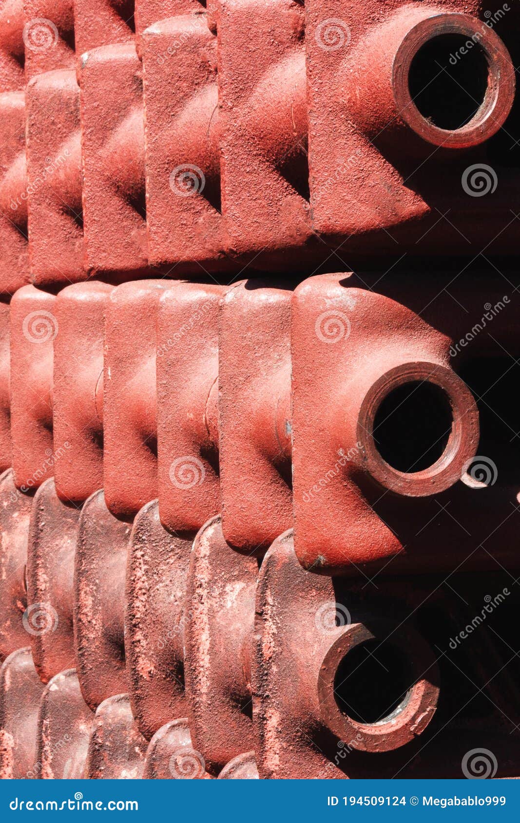 Close-up Red Cast Iron Radiators. Heating System Elements Stock Photo ...