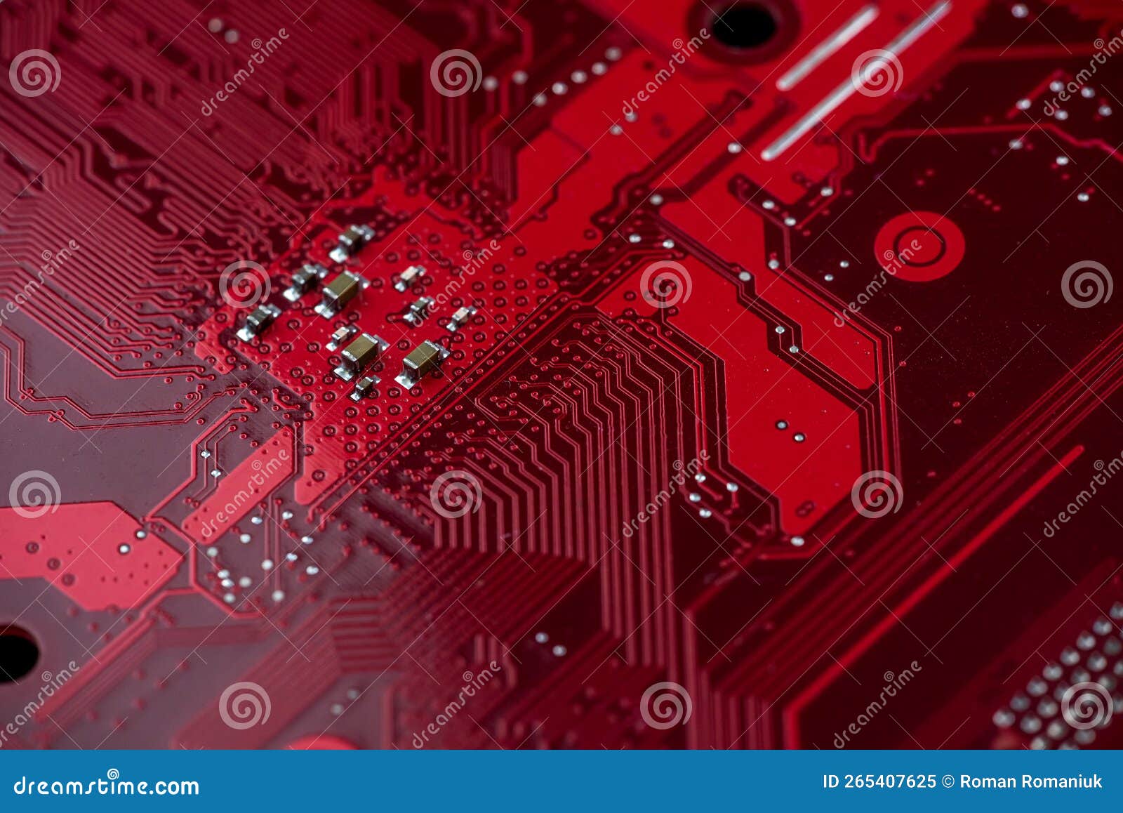 Close Up Red Circuit Board Background, Computer Technology Stock Image ...