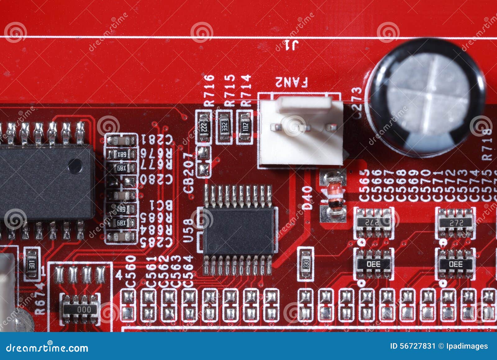 Close-up of Red Electronic Circuit Board with Processor Stock Image ...