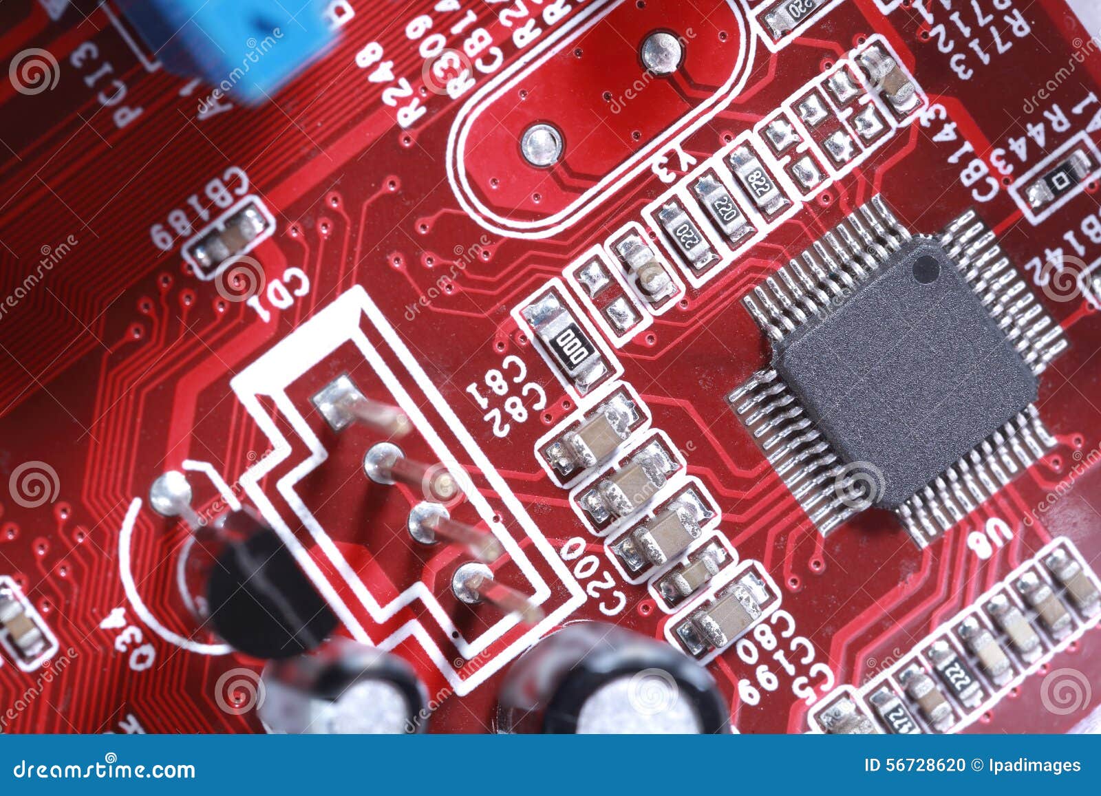 Close-up of Red Electronic Circuit Board with Processor Stock Photo ...