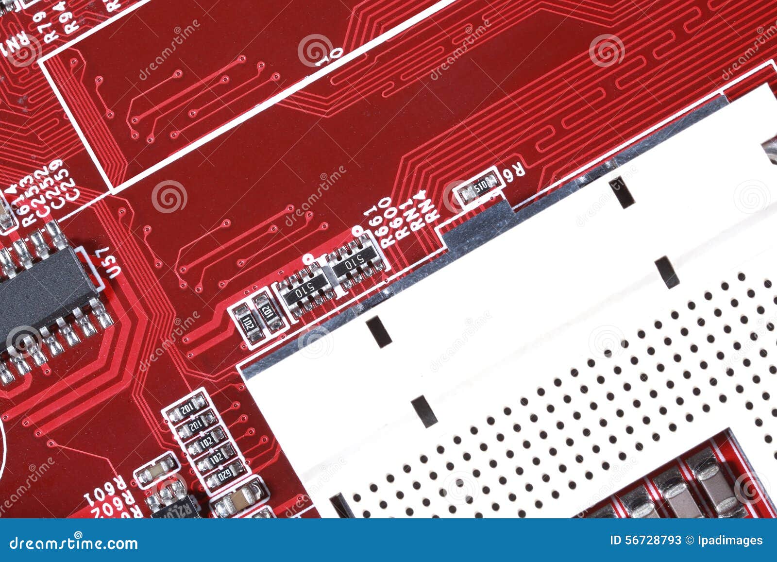 Close-up of Red Electronic Circuit Board with Processor Stock Image ...