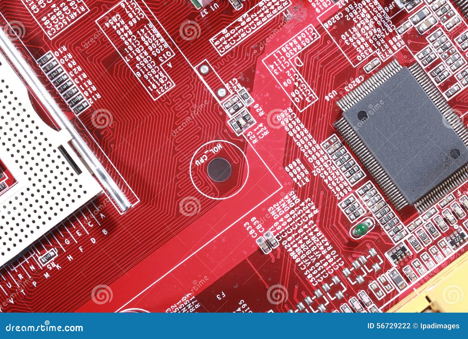 Close-up of Red Electronic Circuit Board with Processor Stock Photo ...