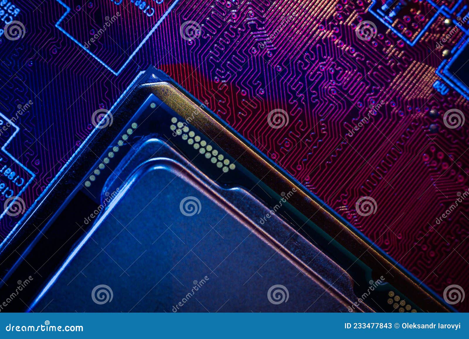 Close-up of a Red Electronic Printed Circuit Board PCB with ...