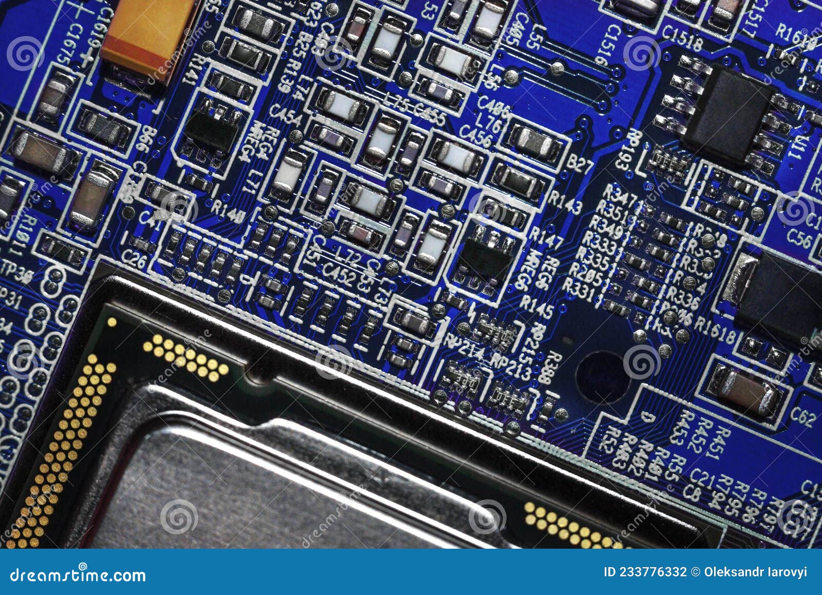 Close-up of a Red Electronic Printed Circuit Board PCB with ...