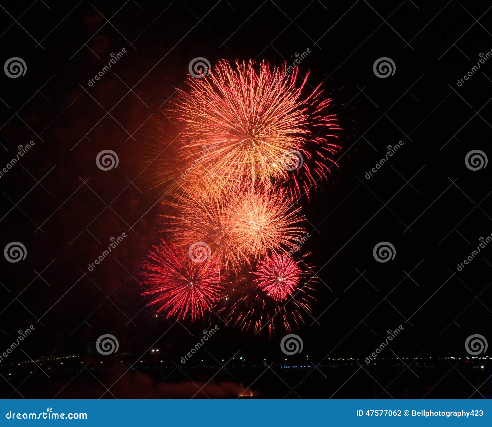 Close-up of a Red Fireworks Display Stock Photo - Image of happy, event ...