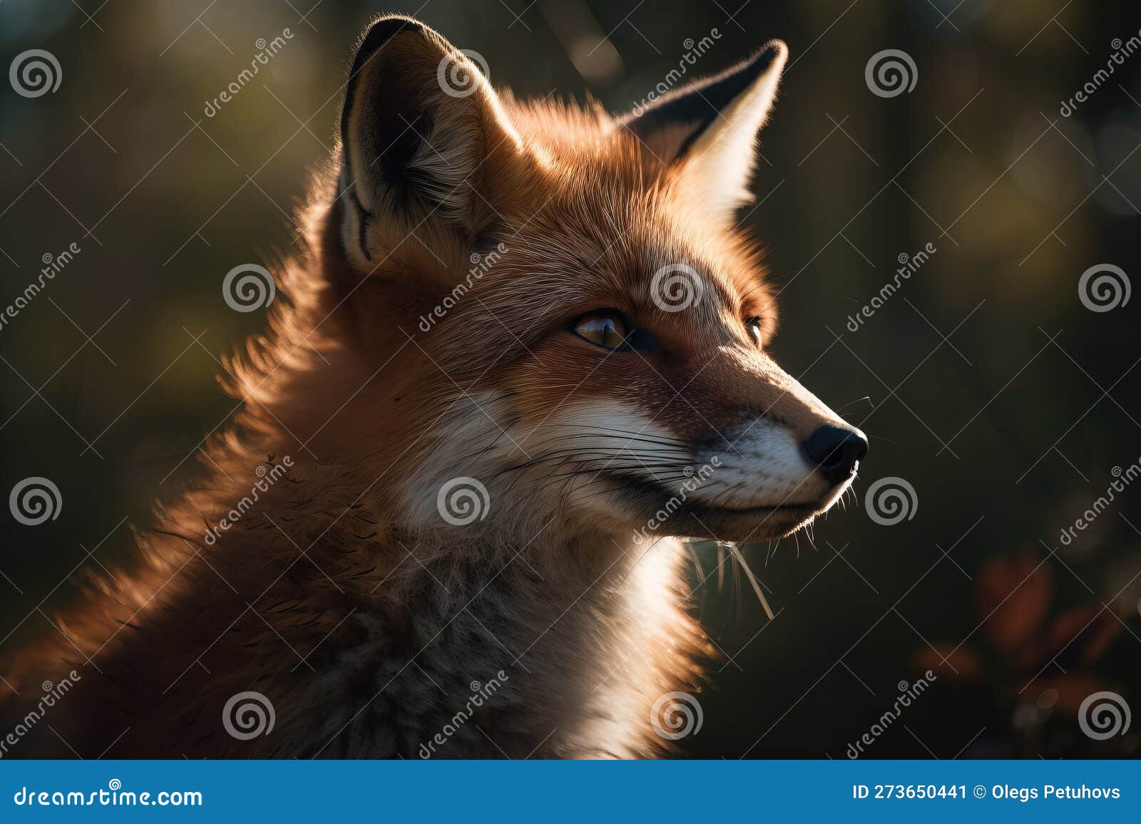 A Close Up of a Red Fox with a Blurry Background of Trees and Bushes in ...